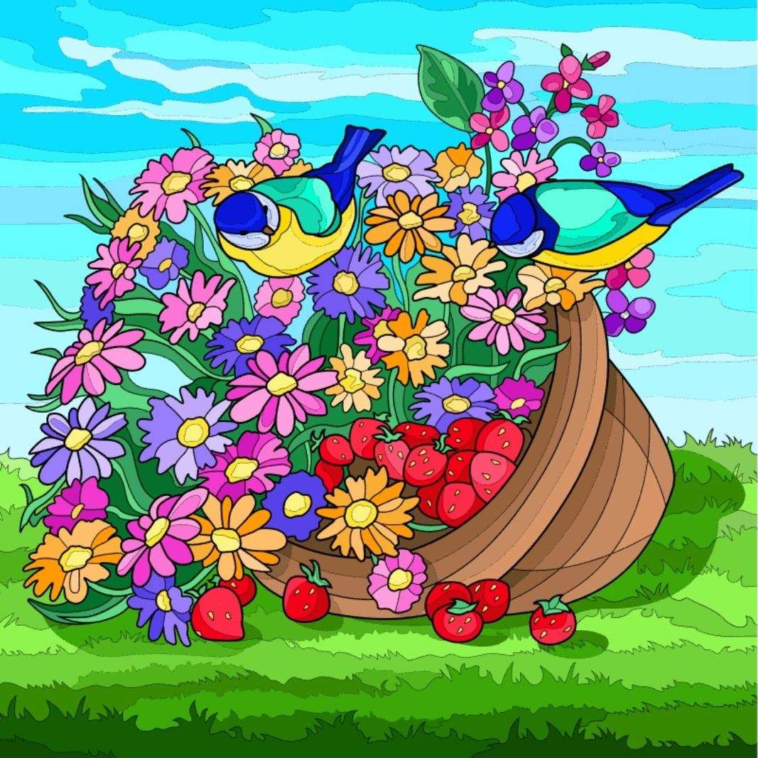 Solve PUZZLE - Birds, Flowers & Strawberries jigsaw puzzle online with ...