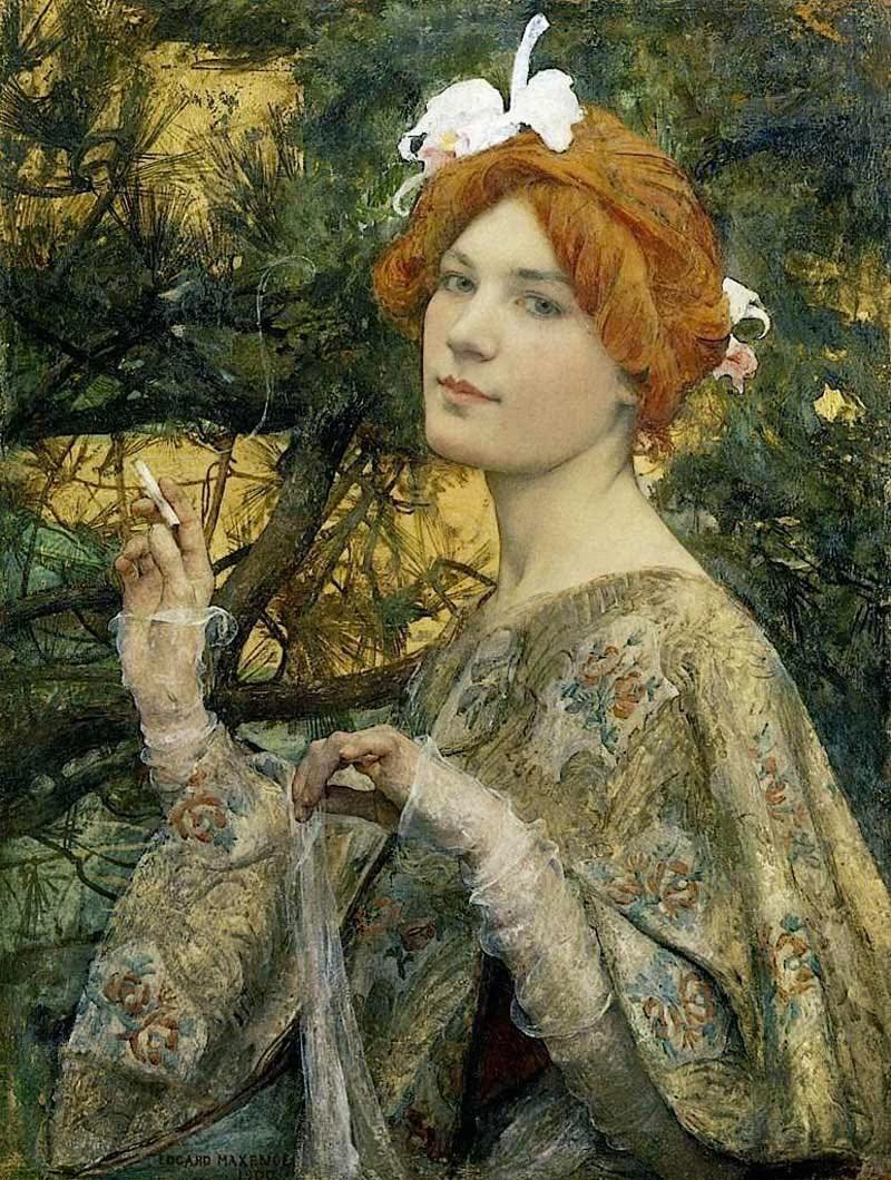 Solve Edgar Maxence - (French, 1871 - 1954) - Woman as Orchid, 1900 ...