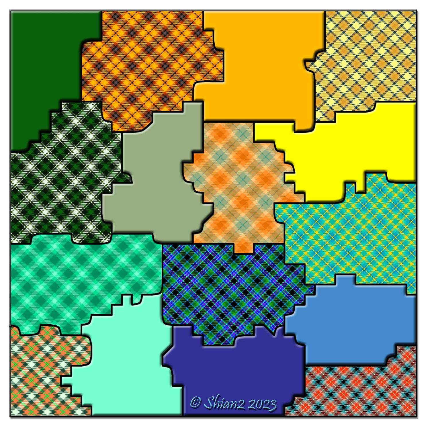 Solve Crazy Plaid Patches jigsaw puzzle online with 225 pieces