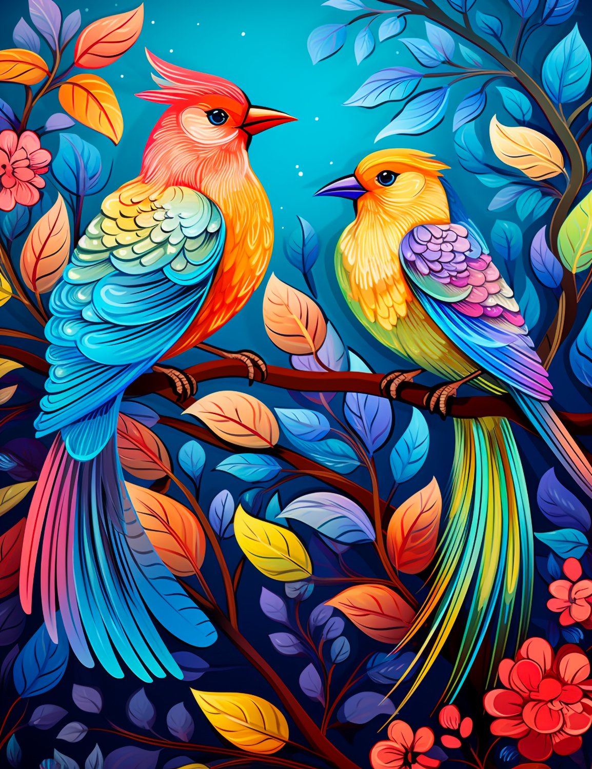 Solve Colorful Pair jigsaw puzzle online with 99 pieces