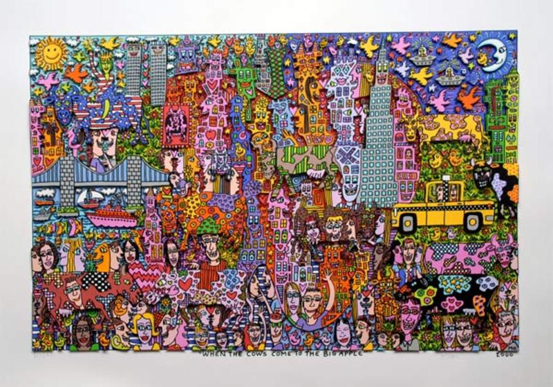 Solve James Rizzi - The Big Apple jigsaw puzzle online with 176 pieces