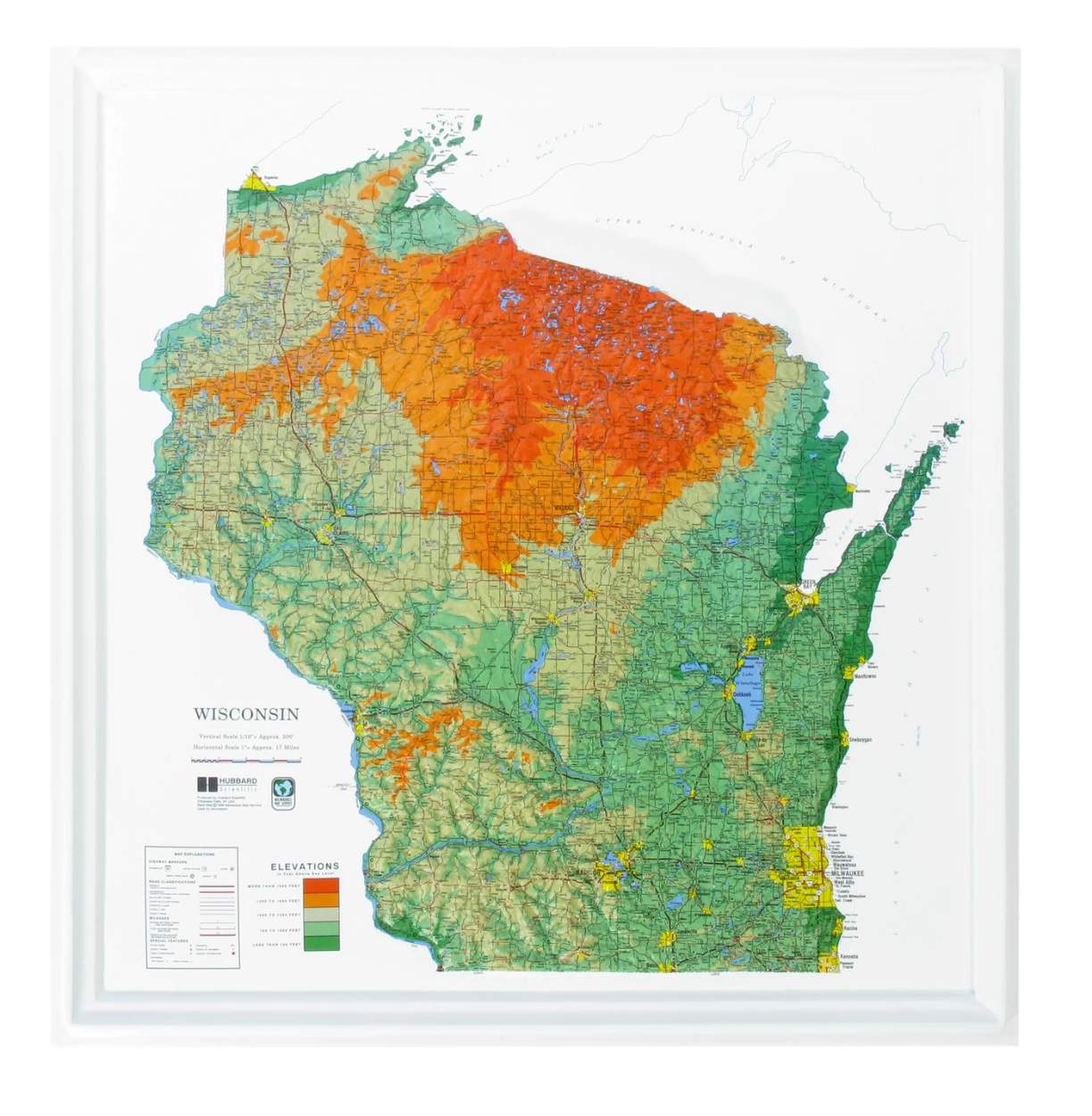 Solve Wisconsin, USA 3D map jigsaw puzzle online with 100 pieces