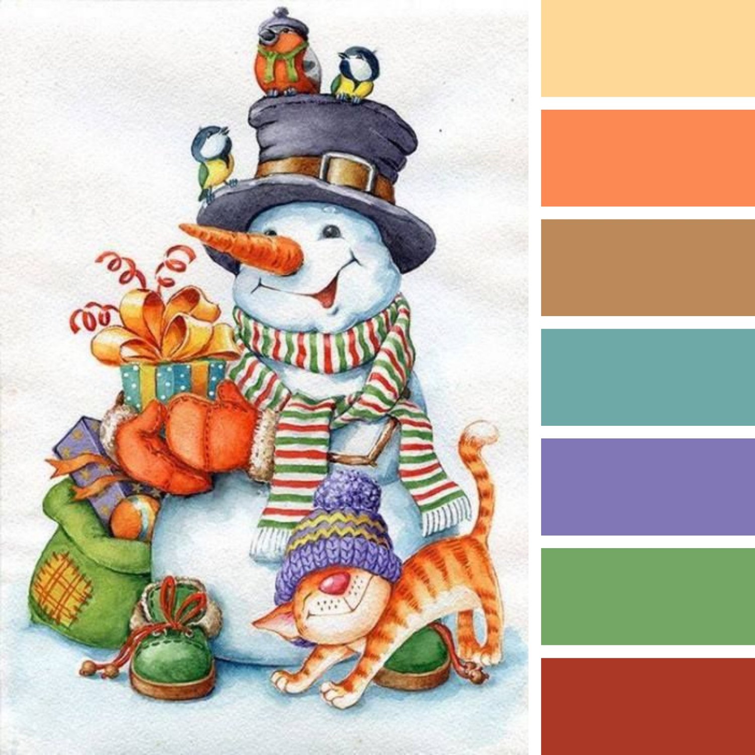 Solve Snowman and Friends (Medium) jigsaw puzzle online with 100 pieces