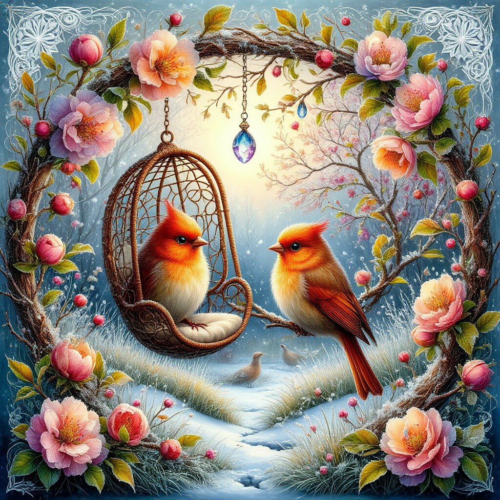 Solve Lovebirds jigsaw puzzle online with 49 pieces