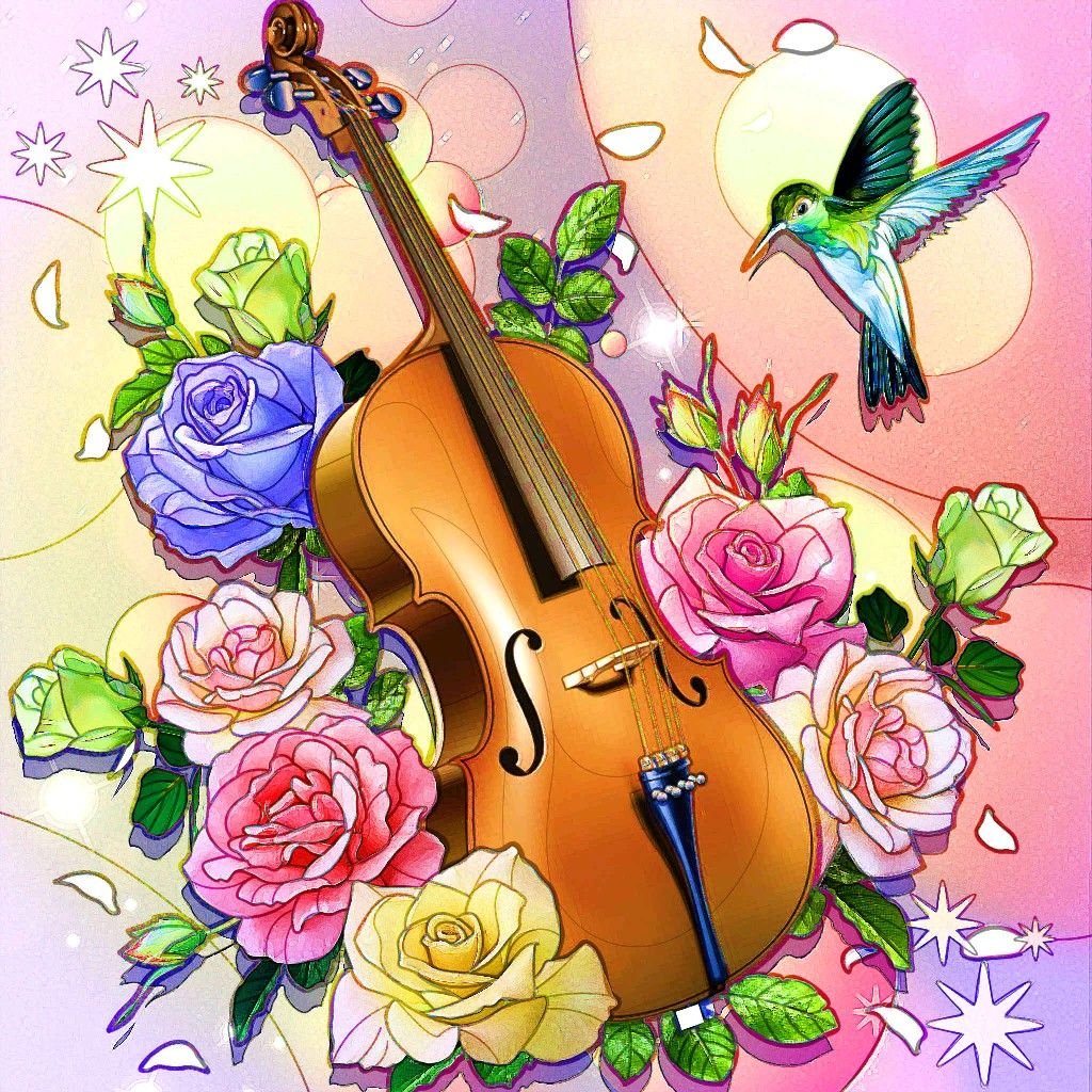 Solve PUZZLE - Violin And Roses jigsaw puzzle online with 81 pieces