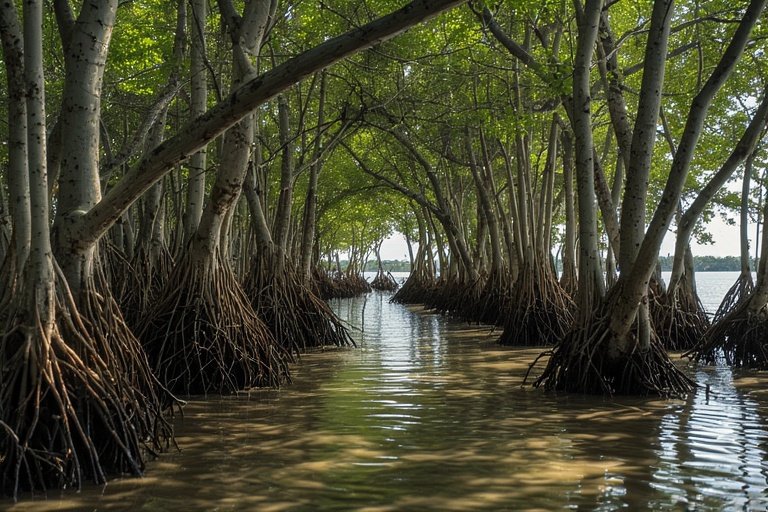 Solve Mangrove trees - Louisiana bayou jigsaw puzzle online with 96 pieces