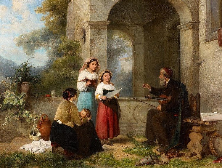 Solve The singing lesson jigsaw puzzle online with 108 pieces