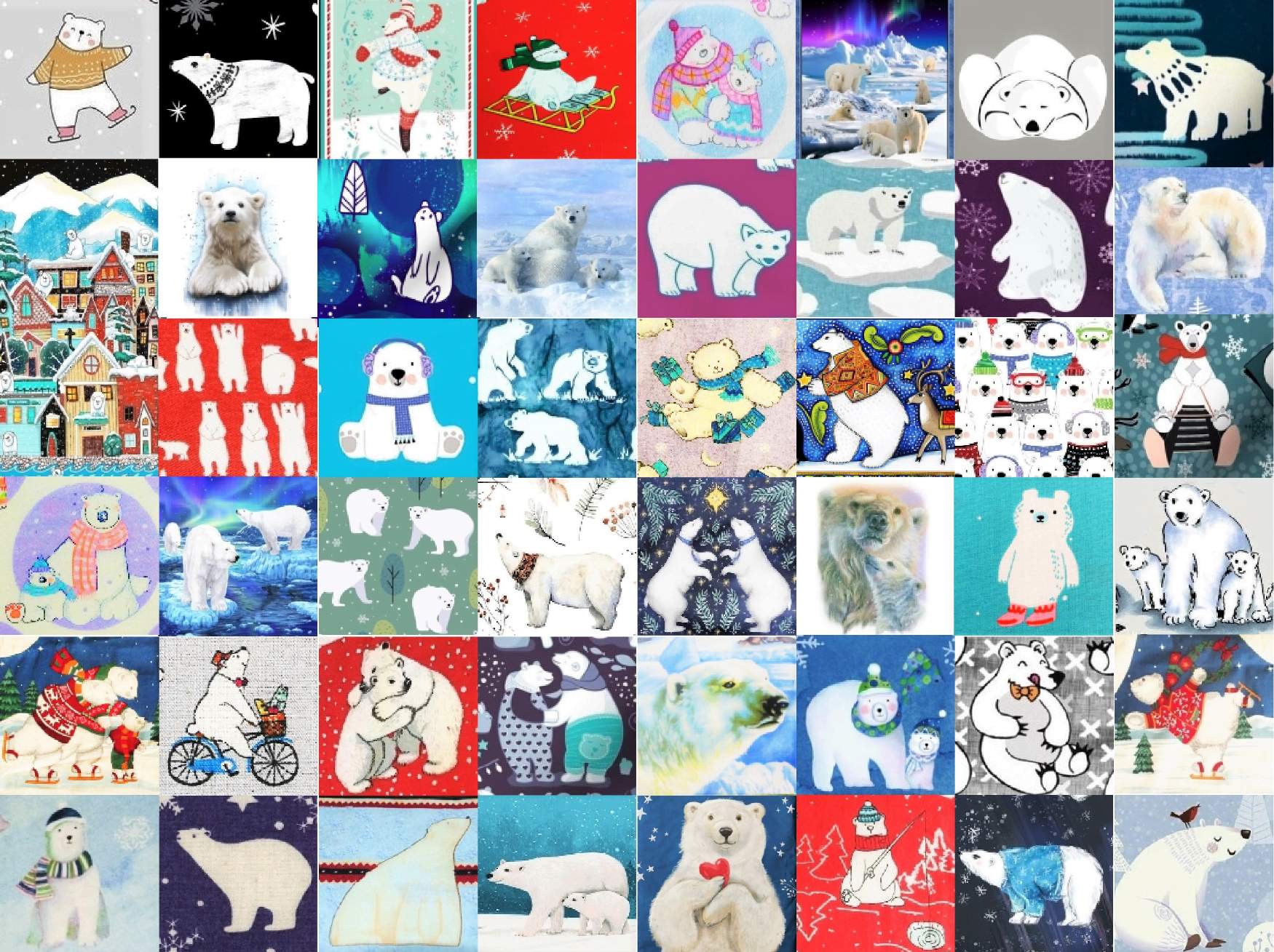 Solve PATCHWORK POLAR BEARS 10 jigsaw puzzle online with 154 pieces