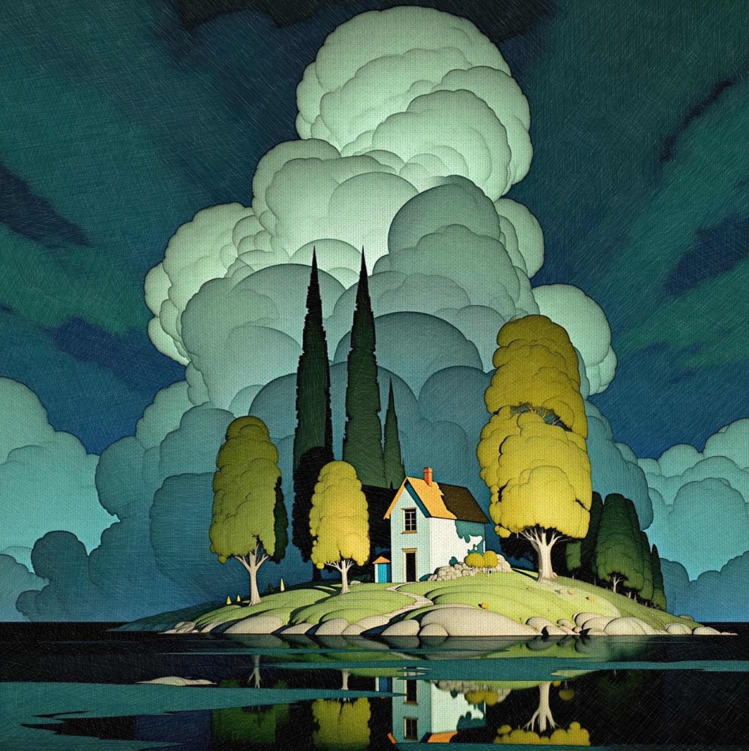 Solve Atmosphere with Distant Neighbor jigsaw puzzle online with 81 pieces