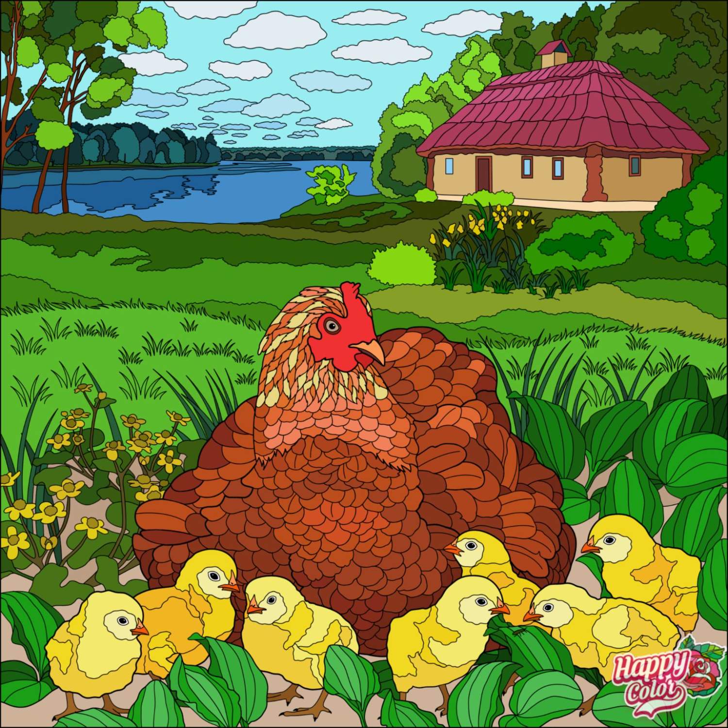 Solve PUZZLE - Hen With Her Chicks jigsaw puzzle online with 600 pieces