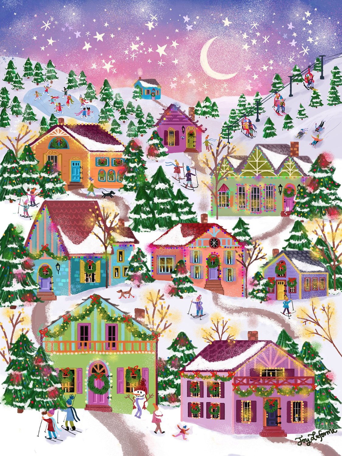 Solve winter village jigsaw puzzle online with 99 pieces