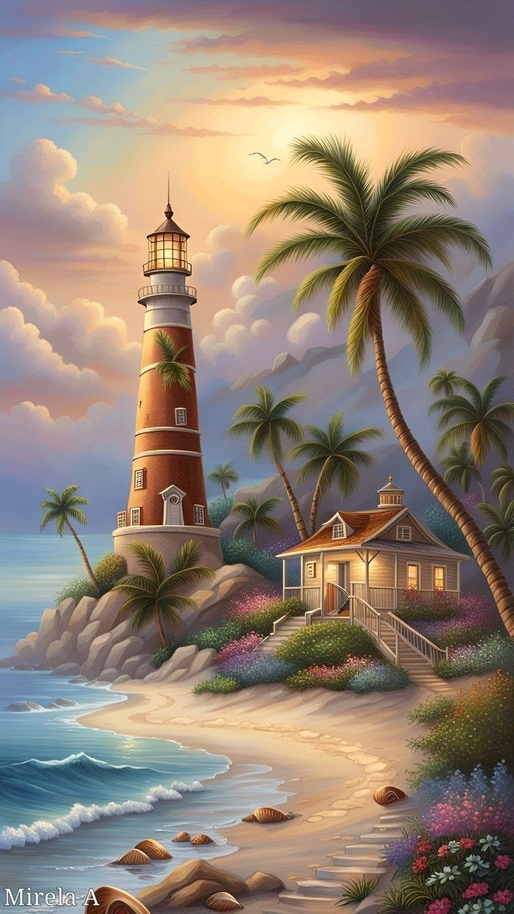 Solve Lighthouse and cottage.... jigsaw puzzle online with 144 pieces