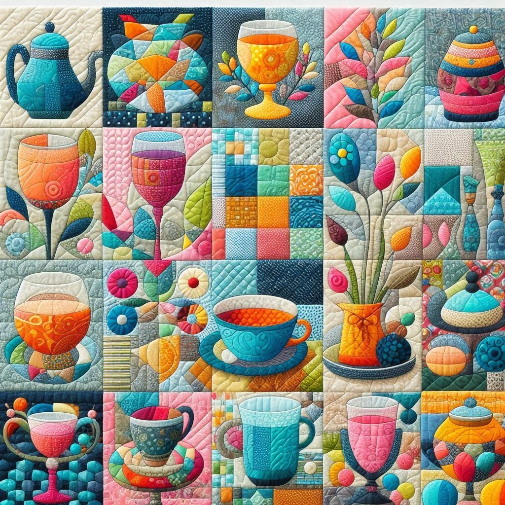 Solve Quilt of Many Drinks jigsaw puzzle online with 121 pieces