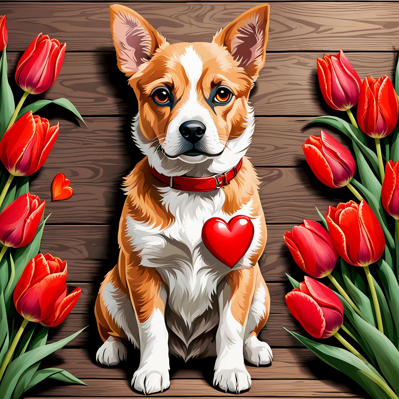 Solve Dog and Tulips, resizable 9 to 483 pieces jigsaw puzzle online ...