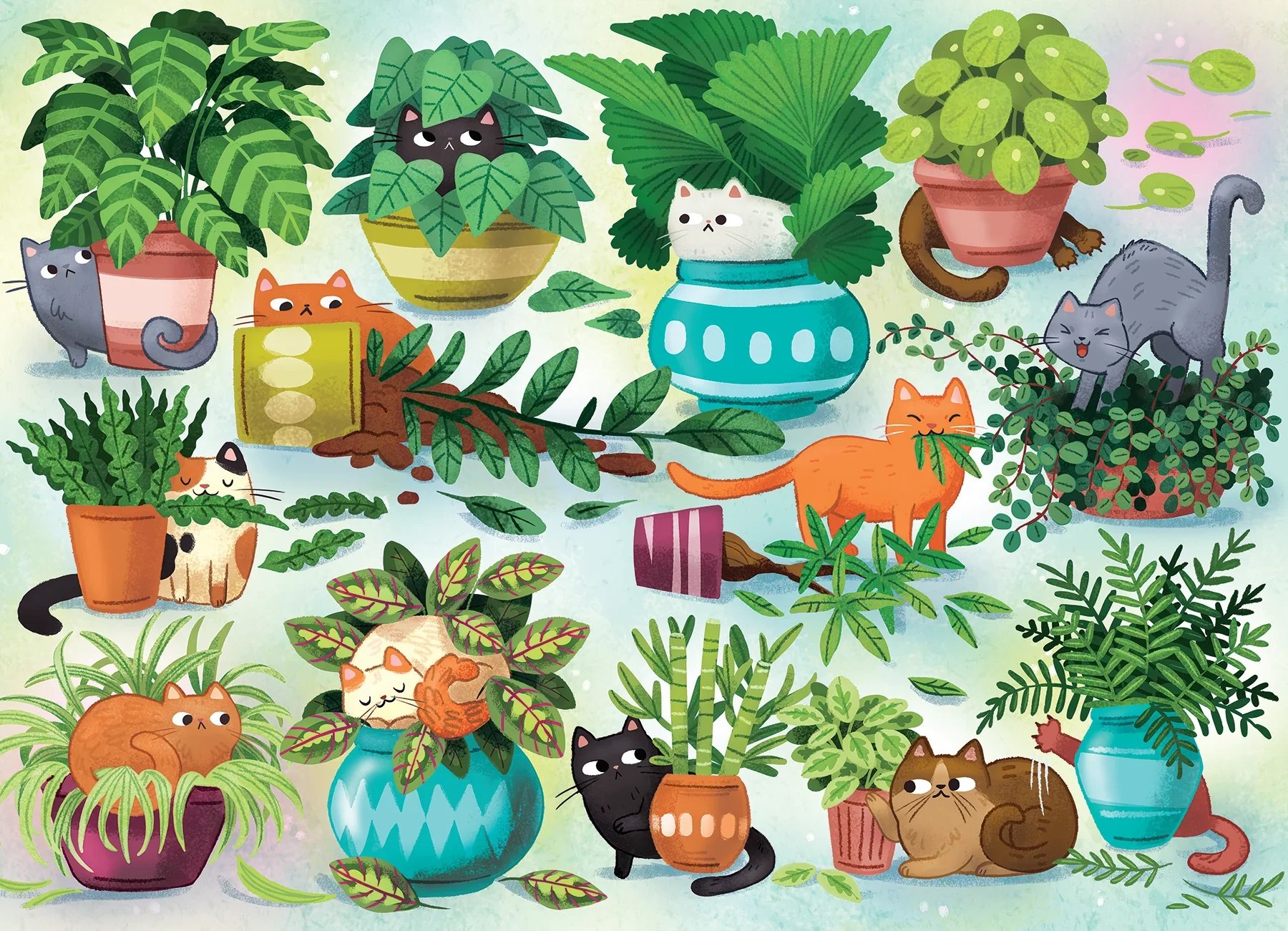 Solve Cats-vs-Plants (Medium) jigsaw puzzle online with 96 pieces