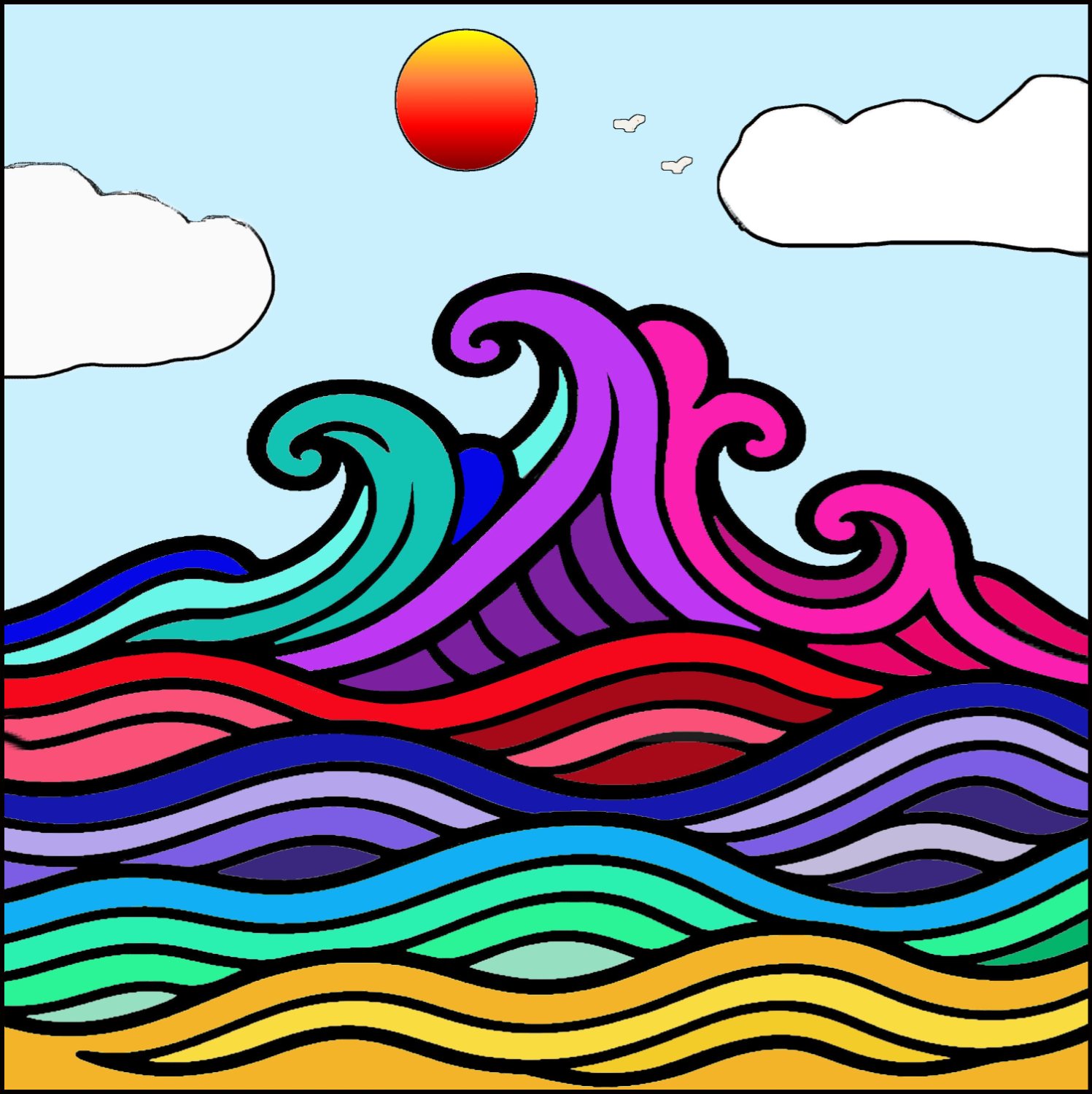 Solve WAVES WAVING jigsaw puzzle online with 100 pieces