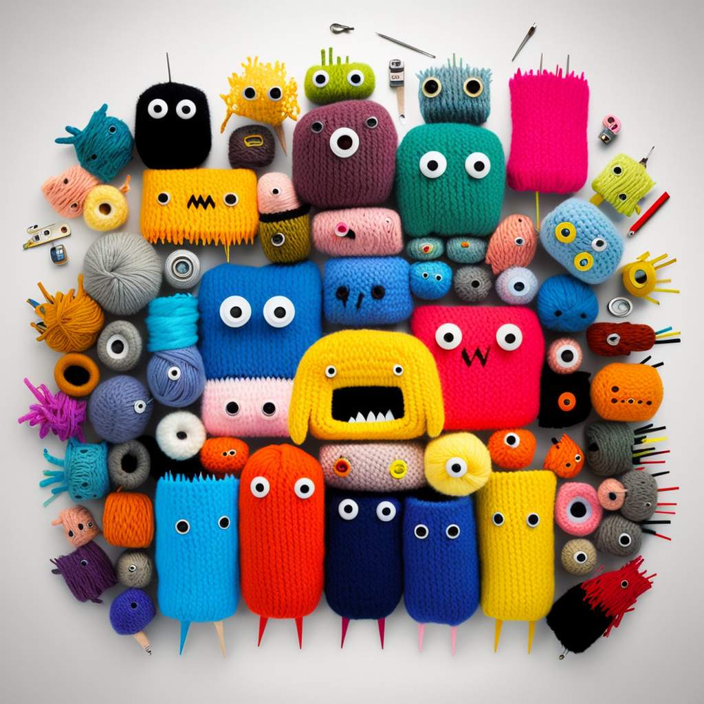 Solve knitted monsters jigsaw puzzle online with 100 pieces