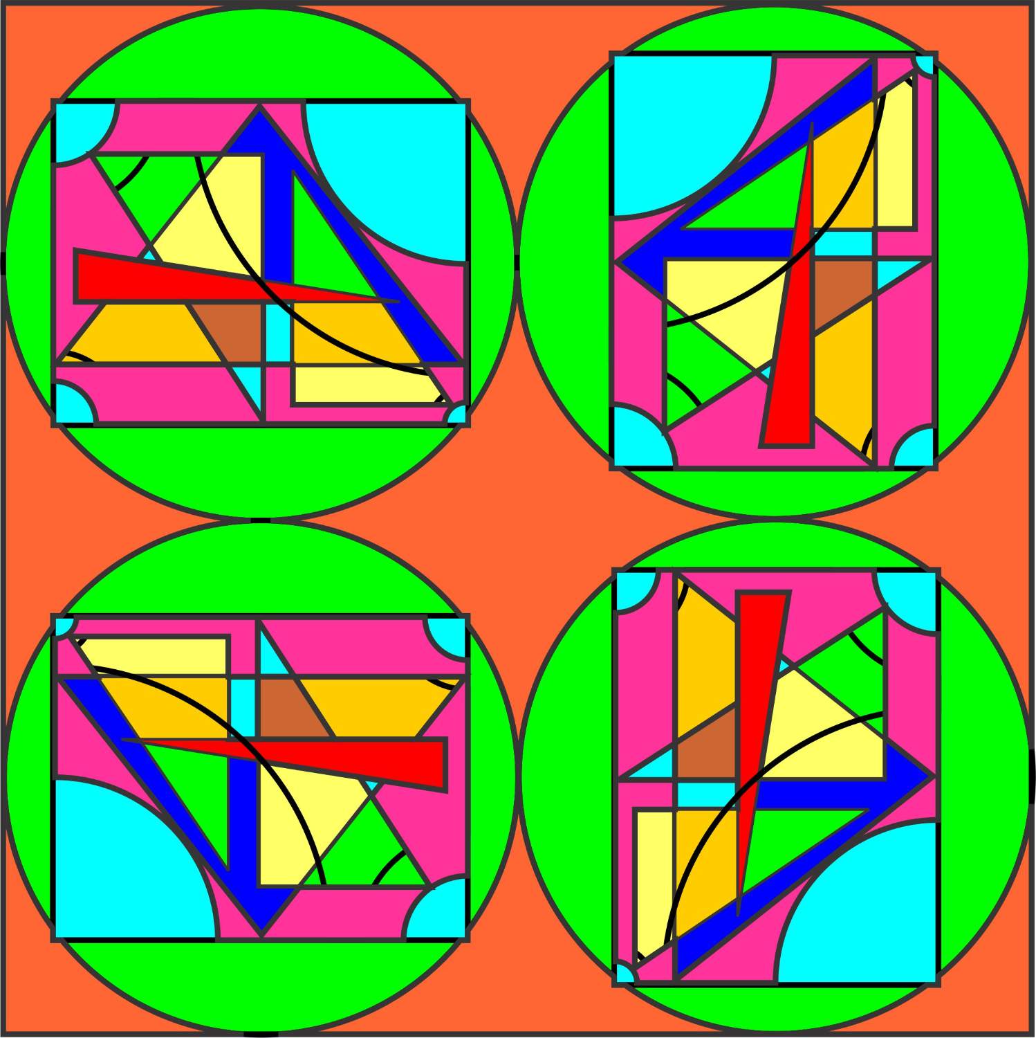 Solve Rotational Shapes jigsaw puzzle online with 256 pieces