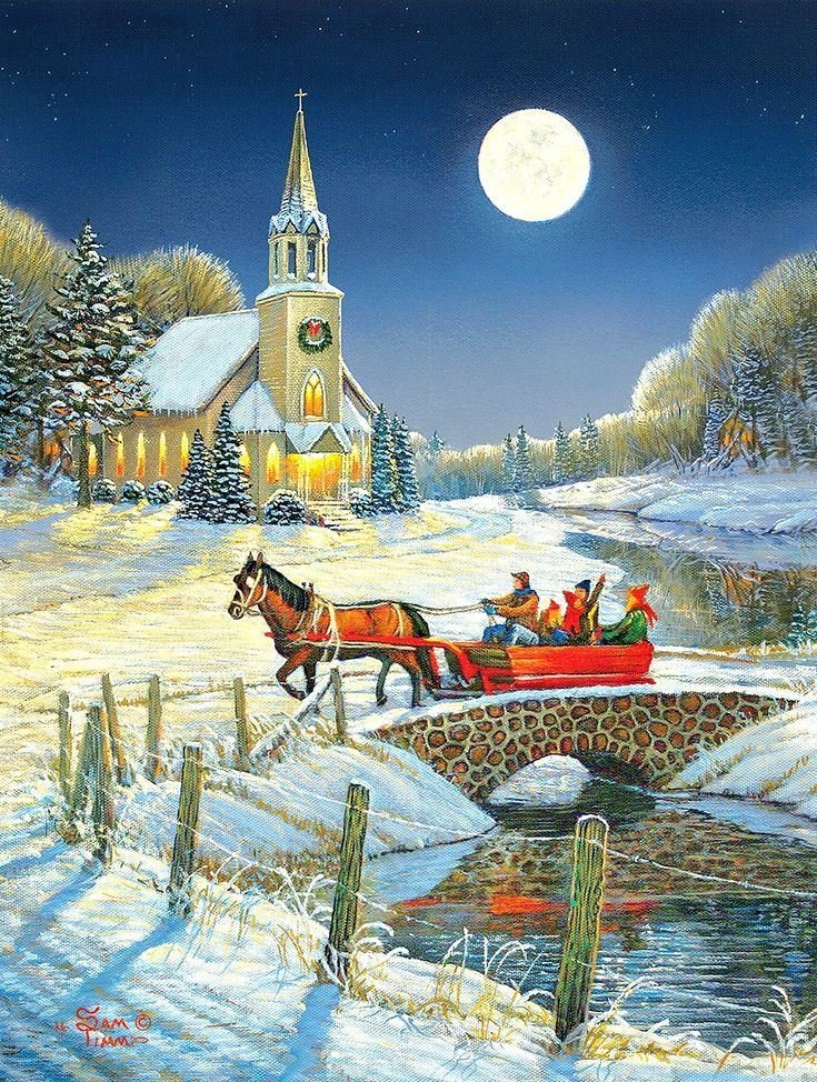 Solve "Evening Sleigh Ride" by Sam Timm jigsaw puzzle online with 192 ...