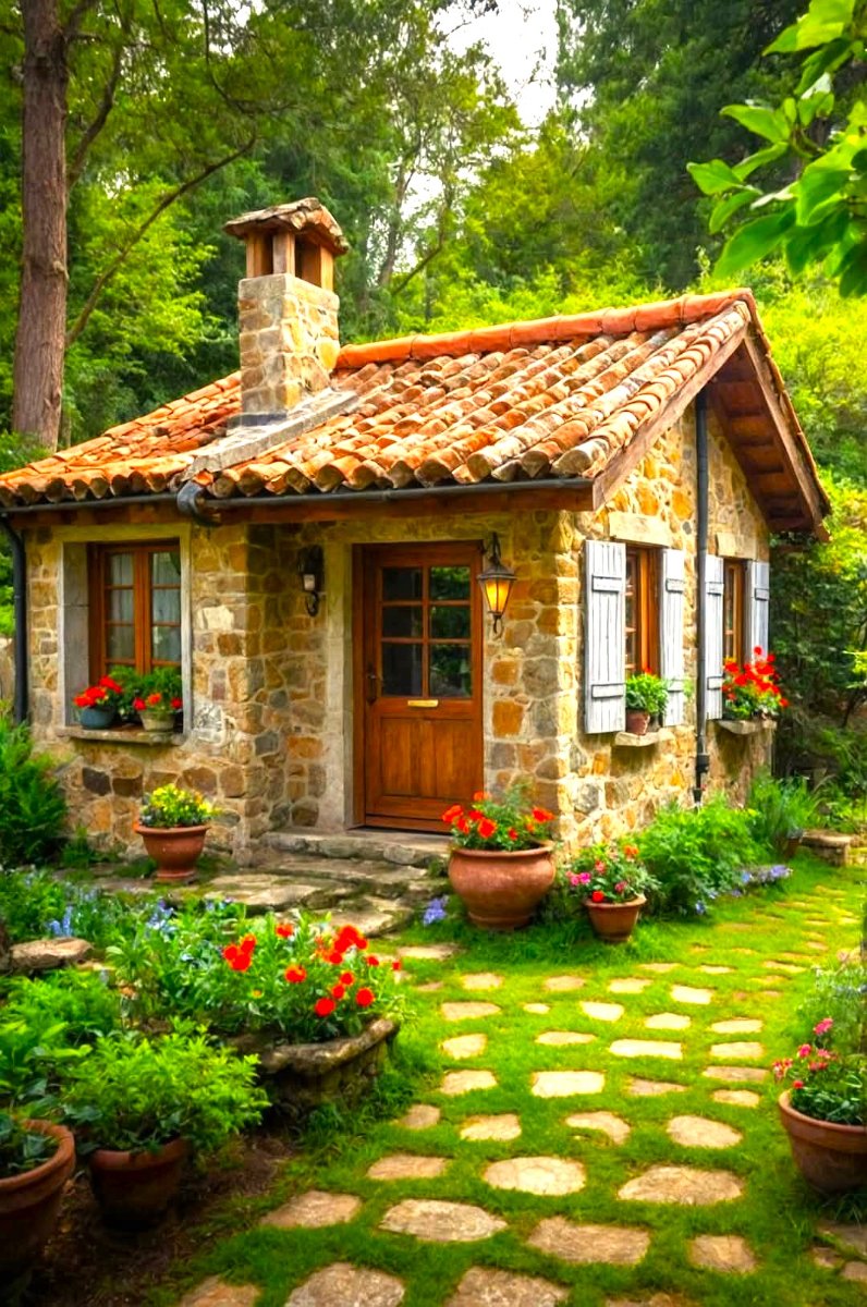 Solve Cute Little Stone Cottage....... jigsaw puzzle online with 24 pieces