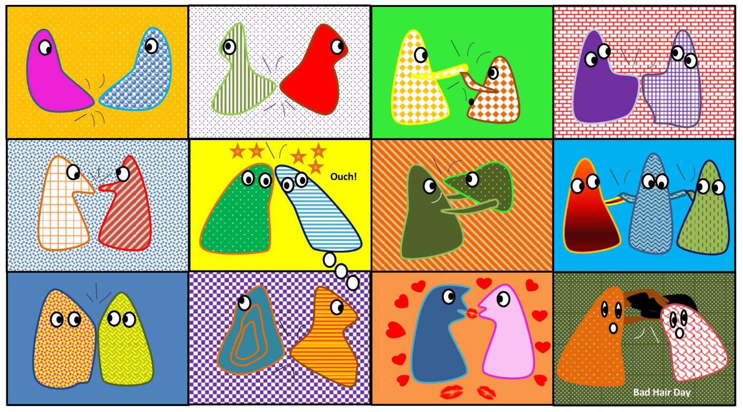 Solve Bumping Blobs jigsaw puzzle online with 66 pieces