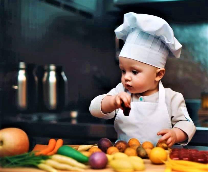 Solve BABY CHEF STARTS HIS DAY IN THE KITCHEN jigsaw puzzle online with ...