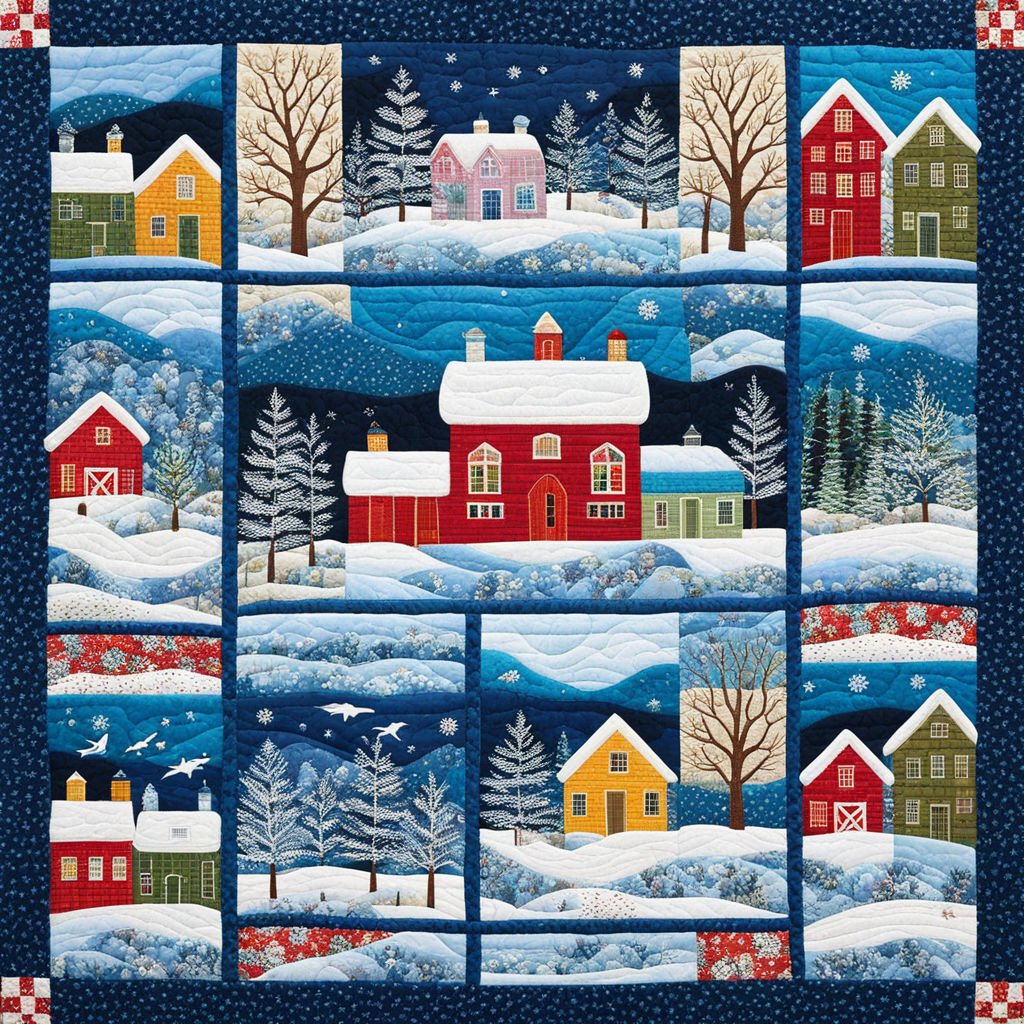 Solve Winter village quilt jigsaw puzzle online with 100 pieces