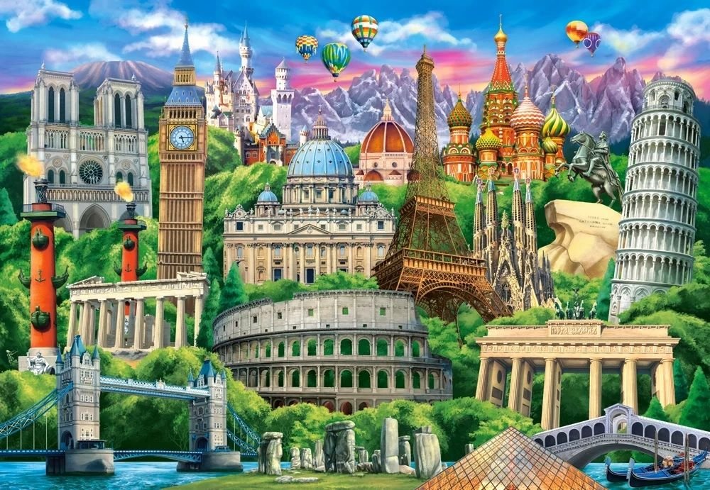 Solve 00342 - Sights of Europe jigsaw puzzle online with 150 pieces