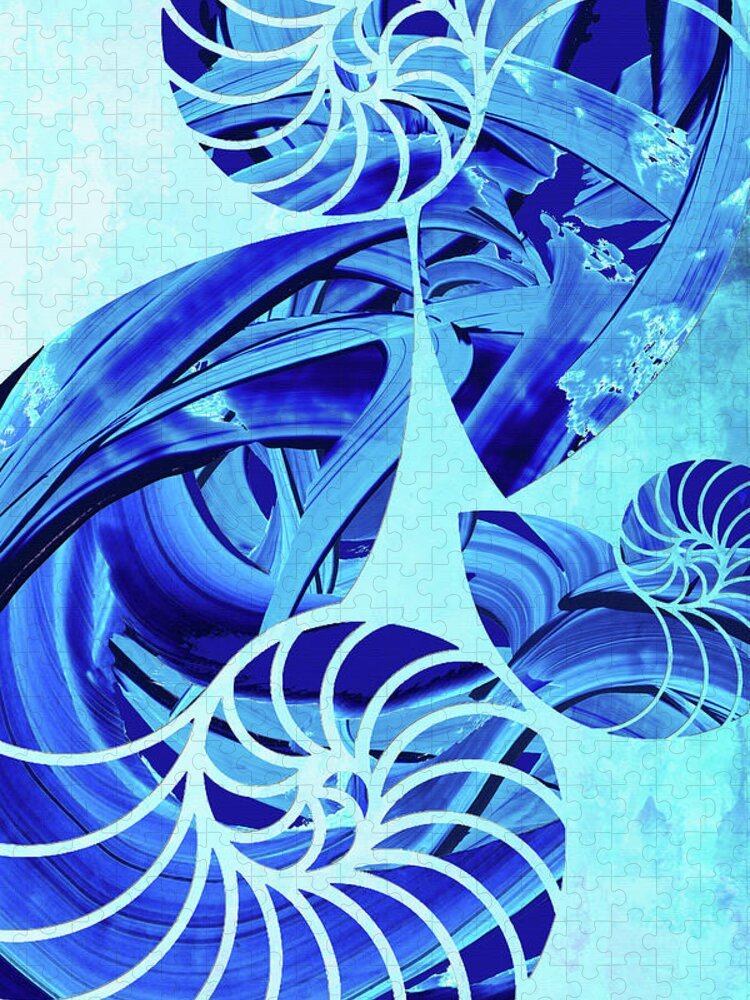 Solve Blue-on-Blue-Nautilus-Shell-- jigsaw puzzle online with 192 pieces