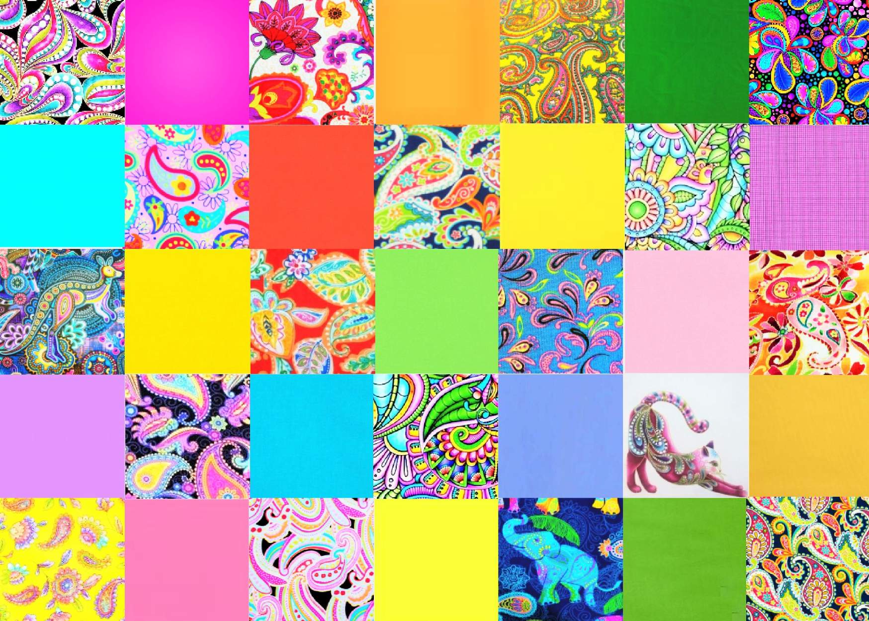 Solve PATCHWORK COLORBLOCK PAISLEY 3 jigsaw puzzle online with 150 pieces