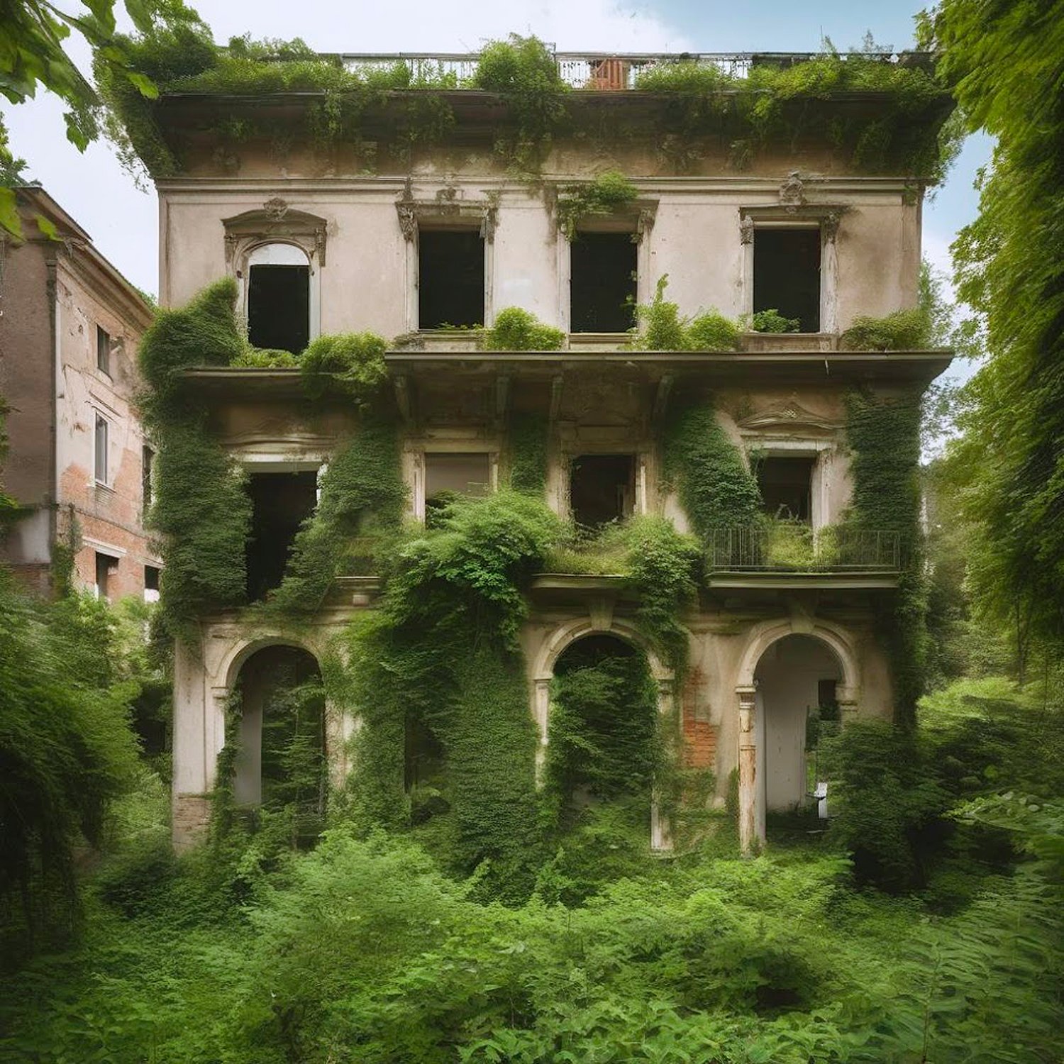 Solve Old Italian building overgrown jigsaw puzzle online with 144 pieces