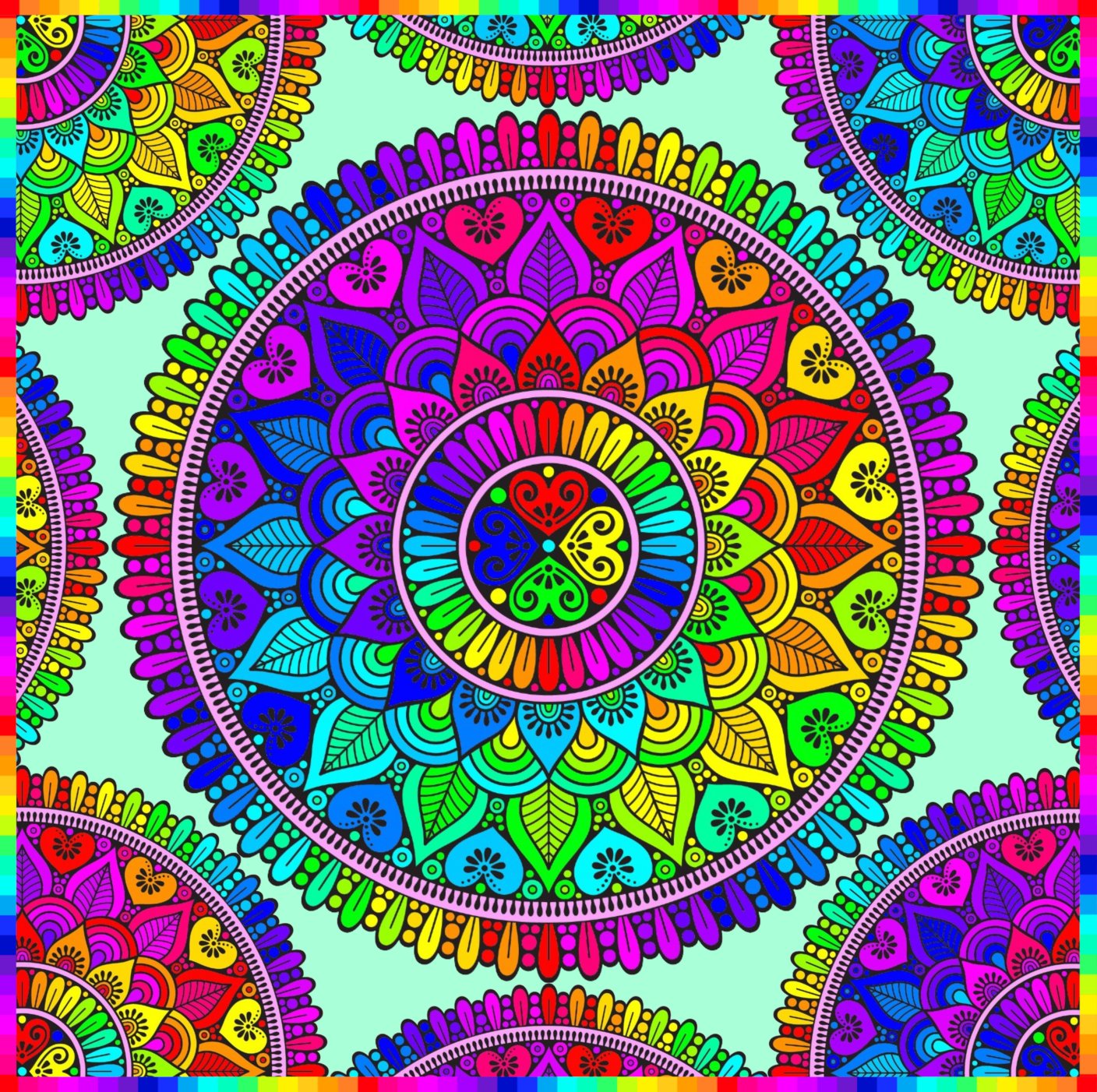 Solve Mandala Rainbow 110 jigsaw puzzle online with 100 pieces