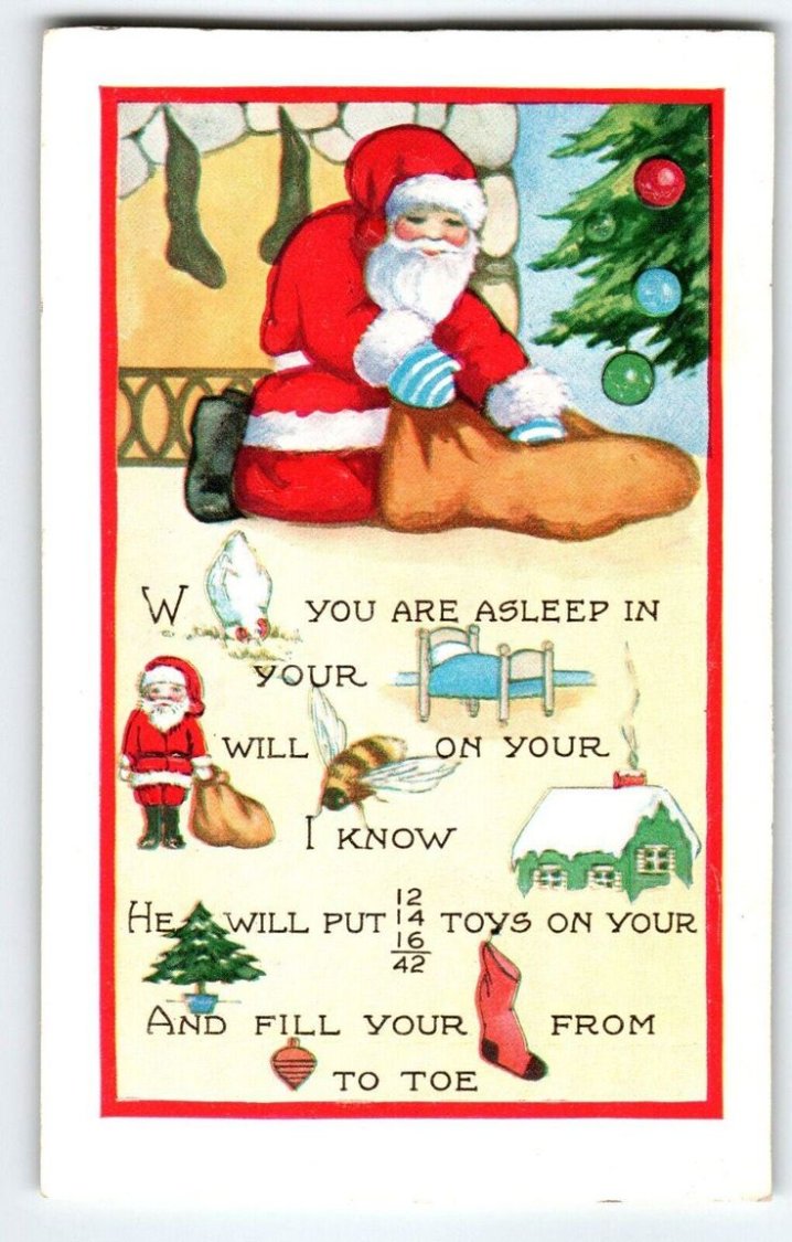 Jigsaw Puzzle | 15 pieces | Seasonal - Christmas - Vintage Children's Cryptic Christmas Card 4 ...