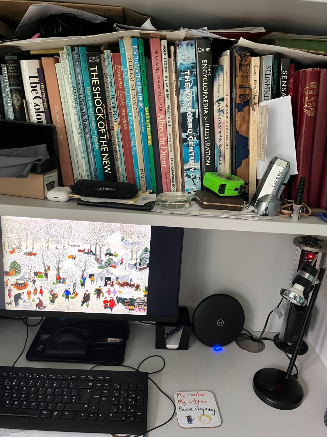 Solve Bookshelf and Computer jigsaw puzzle online with 588 pieces