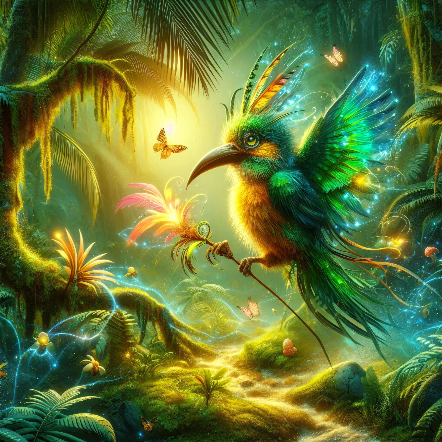 Solve Mystical Bird in Forest jigsaw puzzle online with 289 pieces