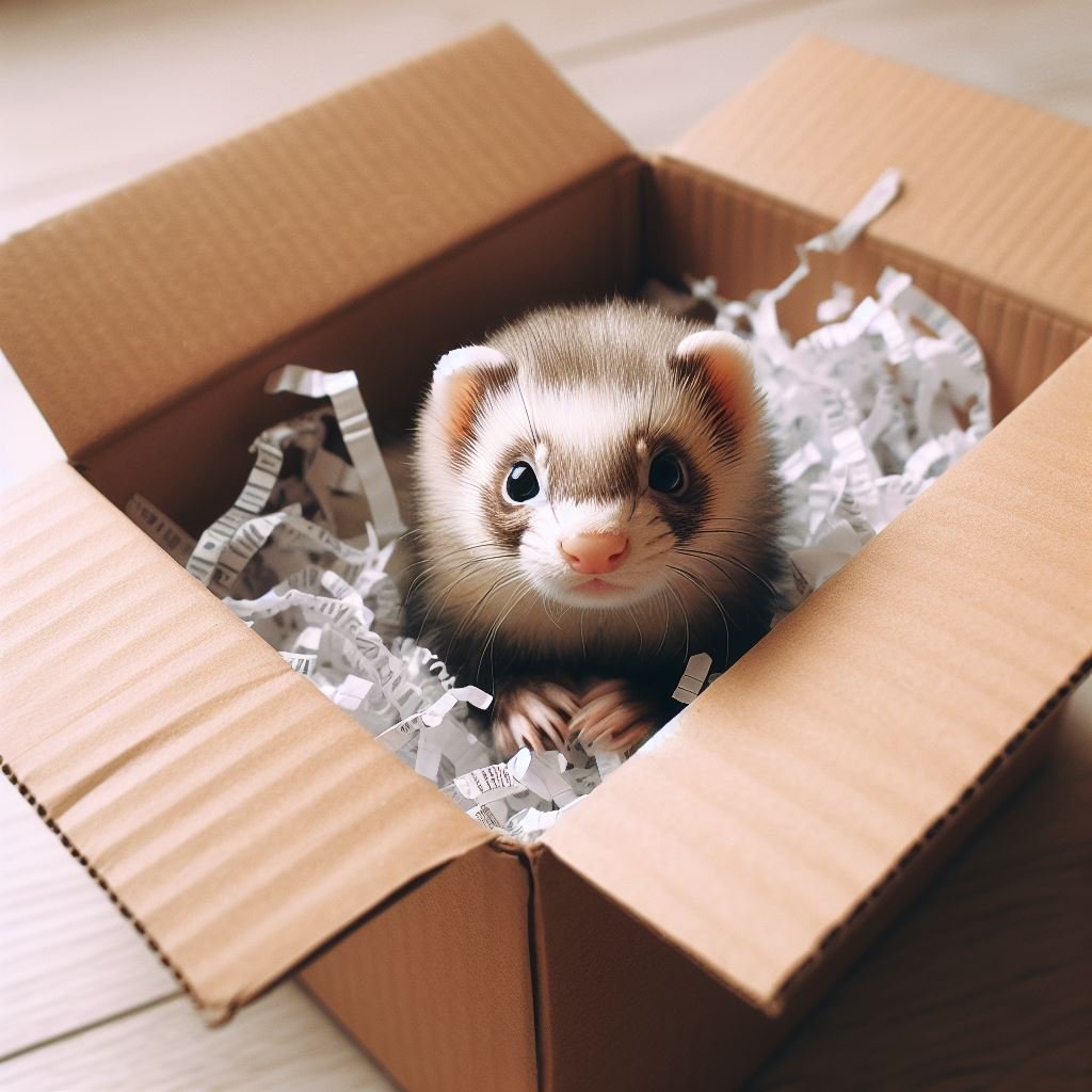 Solve FERRET PRESENT jigsaw puzzle online with 25 pieces