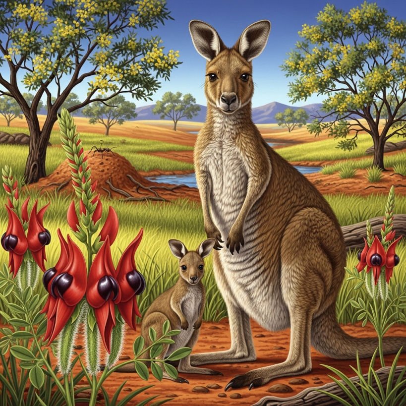 Solve Kangaroo and Joey, jigsaw puzzle online with 100 pieces