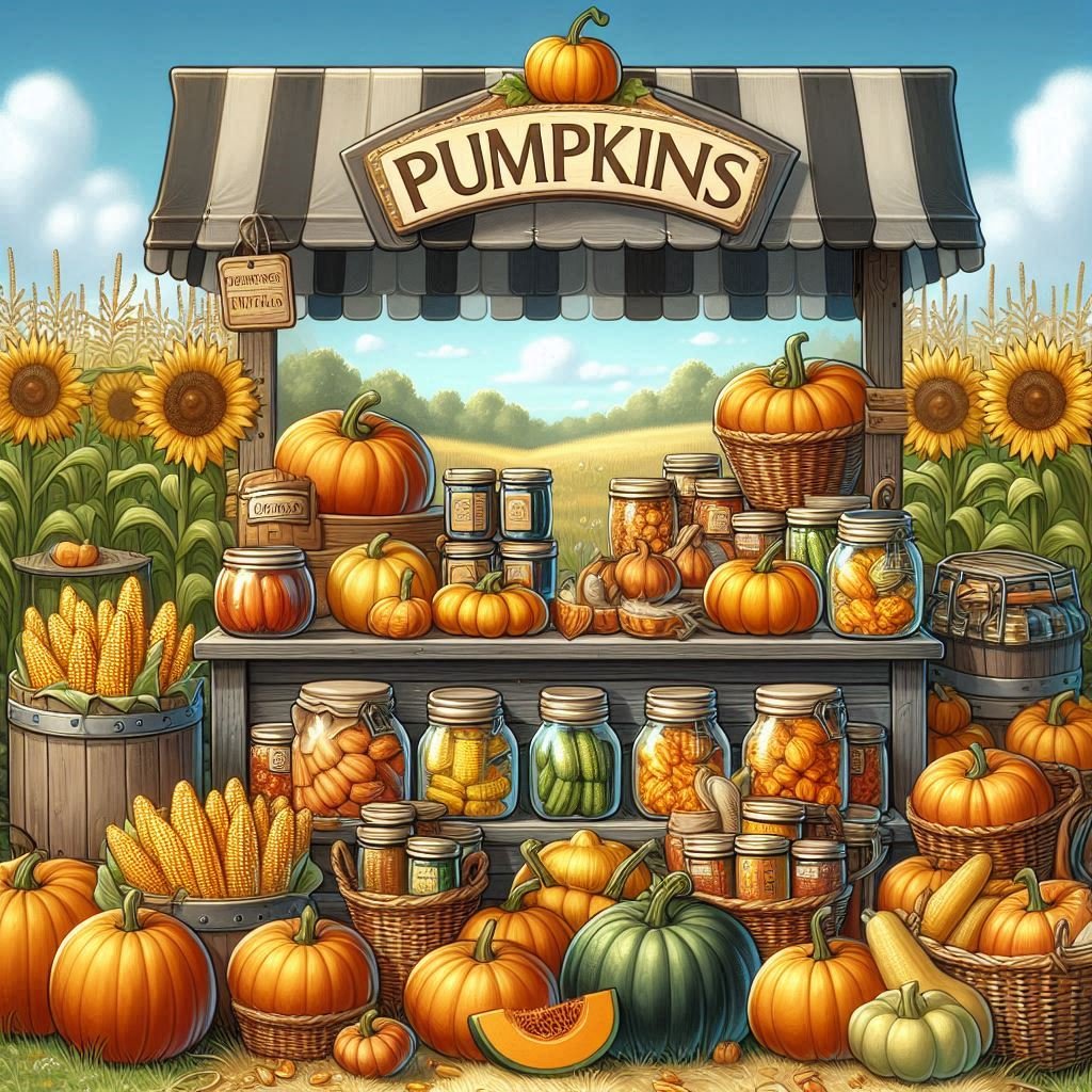 Solve PUMPKIN HARVEST STAND jigsaw puzzle online with 306 pieces