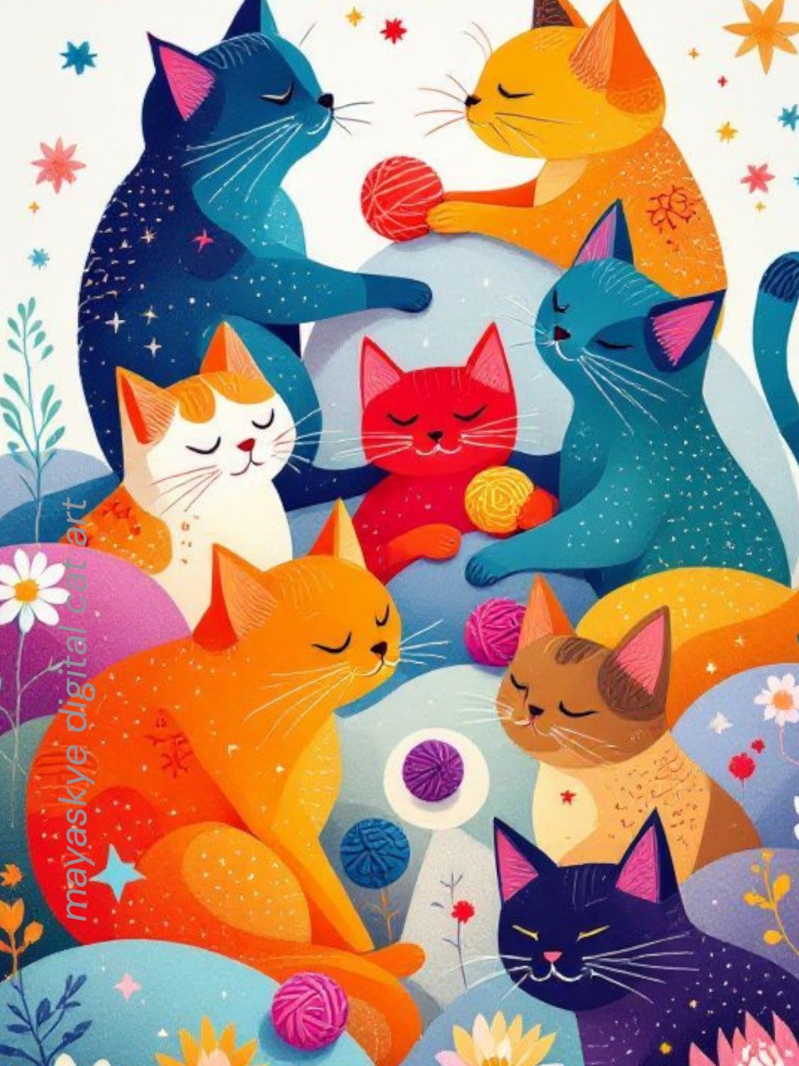 Solve playful kitties (resize 12 to 500) jigsaw puzzle online with 63 pieces