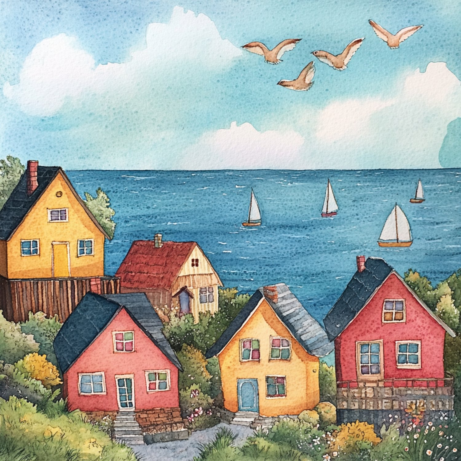Solve Whimsical Ocean View jigsaw puzzle online with 100 pieces