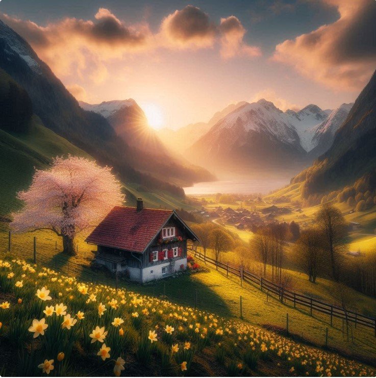 Solve SUNRISE IN THE VALLEY jigsaw puzzle online with 144 pieces