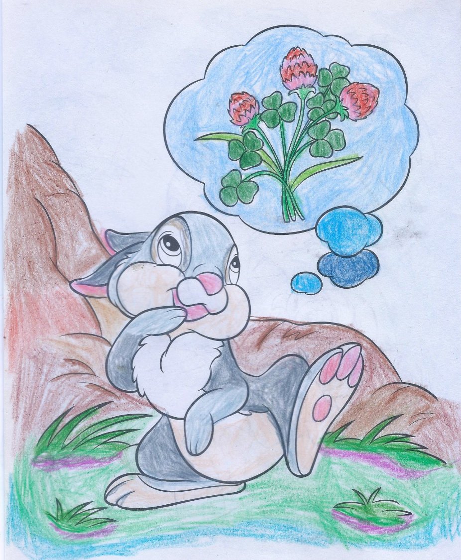 Solve Coloring Thumper Dreaming of Clover jigsaw puzzle online with 12 ...