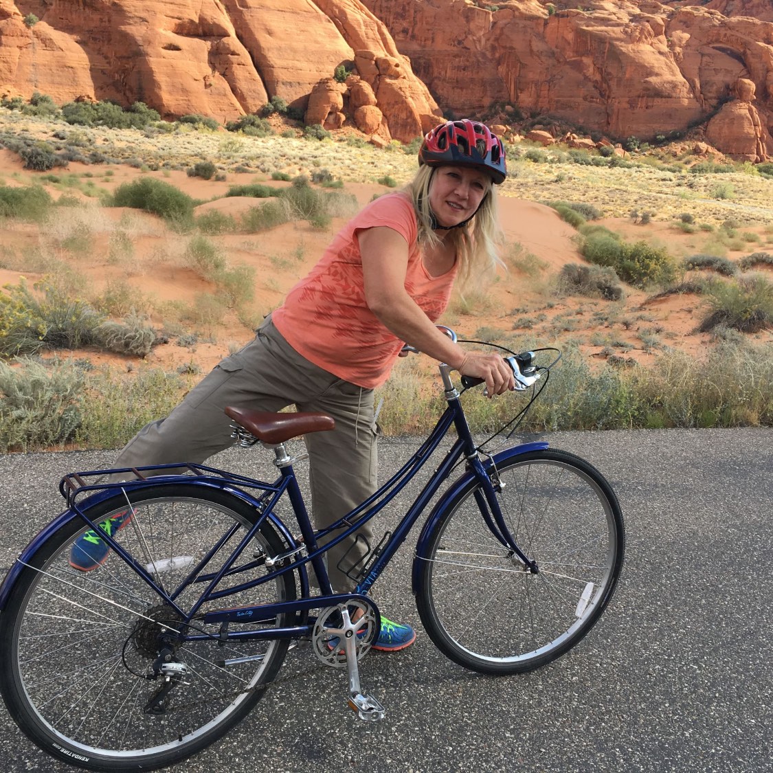 Solve Cindy bicycling in Snow Canyon while staying at Red Mountain Spa ...
