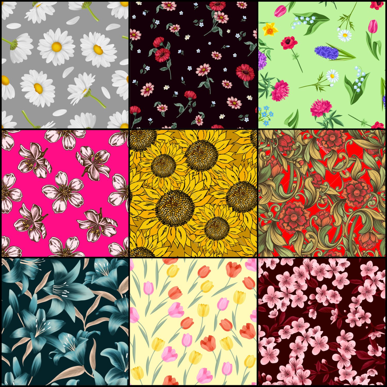 Solve Flower patterns 123 jigsaw puzzle online with 144 pieces