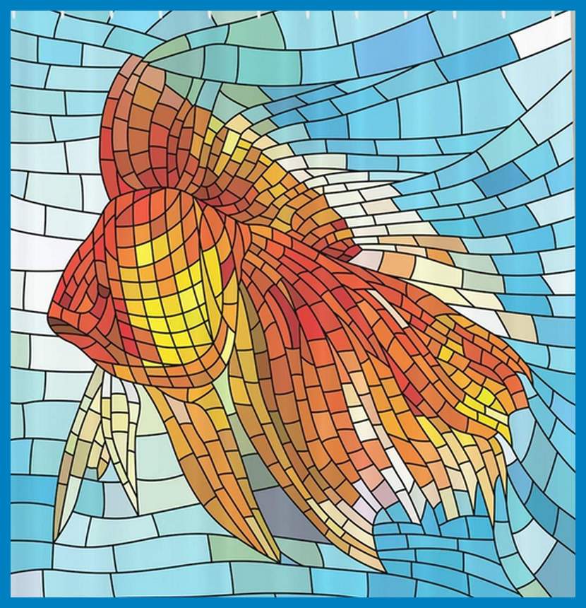 Solve Goldfish stained glass window jigsaw puzzle online with 64 pieces