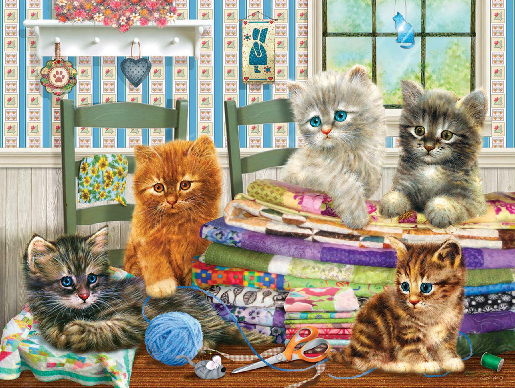 Solve FIVE KITTIES jigsaw puzzle online with 500 pieces