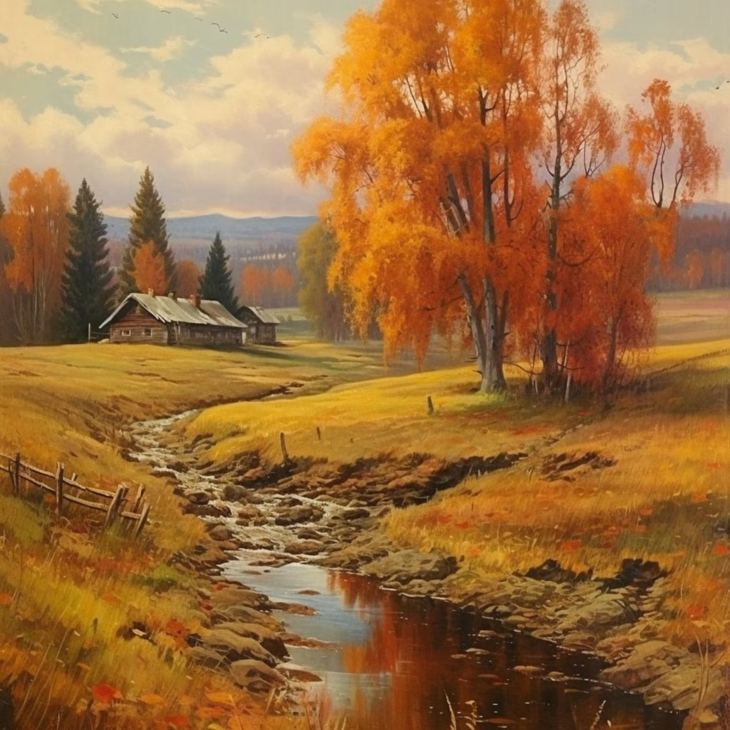 Solve Autumn River Landscape jigsaw puzzle online with 225 pieces