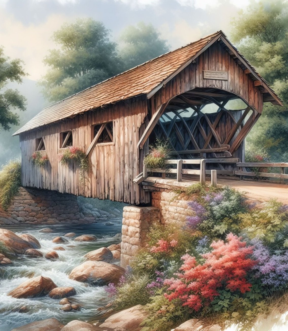 Jigsaw Puzzle | 90 pieces | Covered Bridge | Jigidi