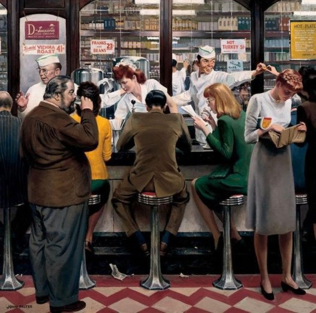 Solve “Lunch Counter” by John Falter (1946) jigsaw puzzle online with ...