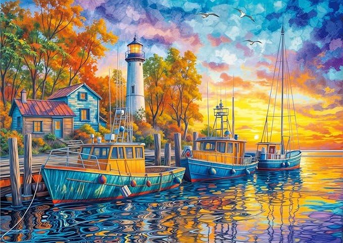 Solve Sunset Harbour jigsaw puzzle online with 88 pieces